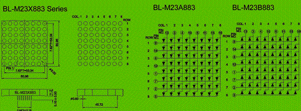 2.3 inch height 8x8 LED dot matrix