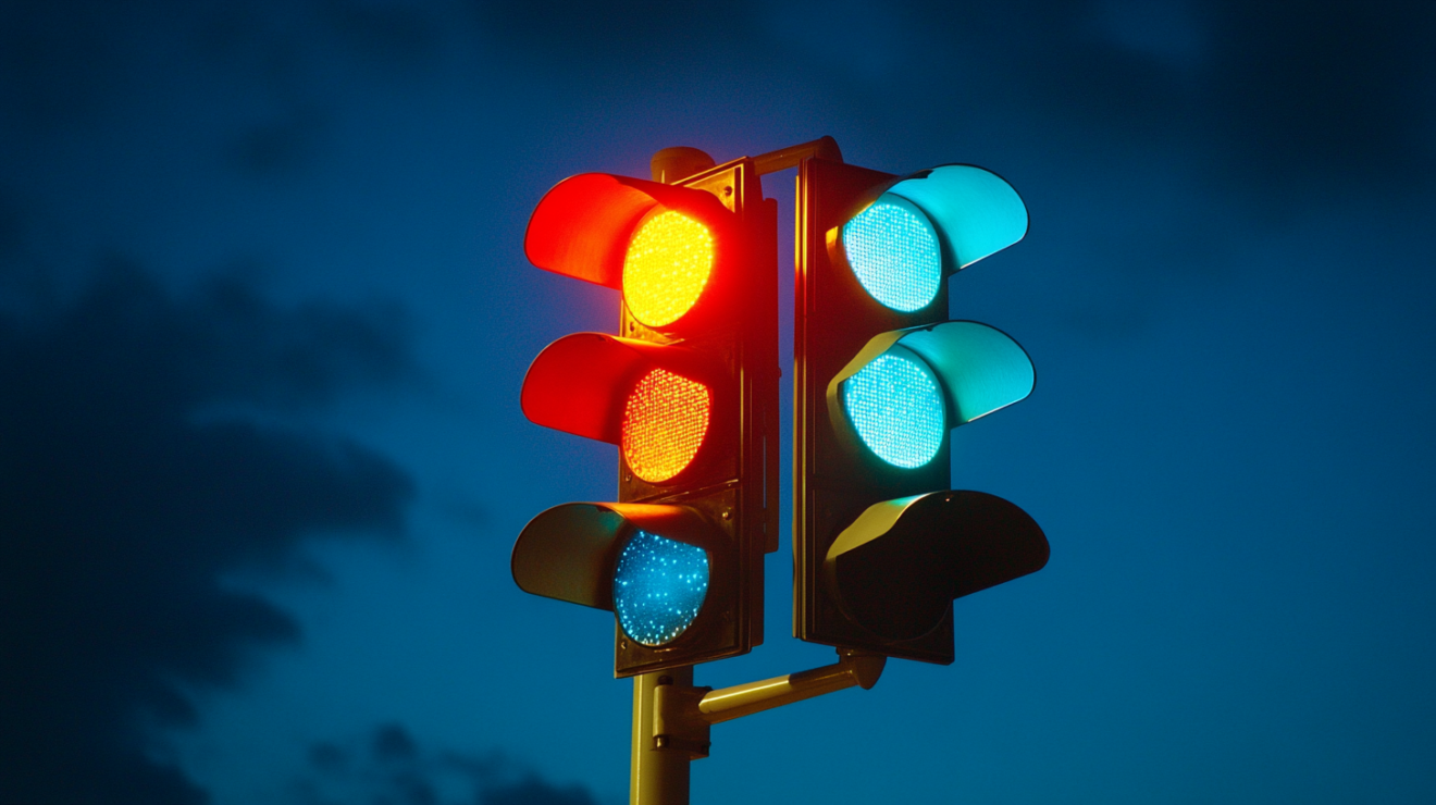 What does an LED traffic light look like - LED diode and LED display